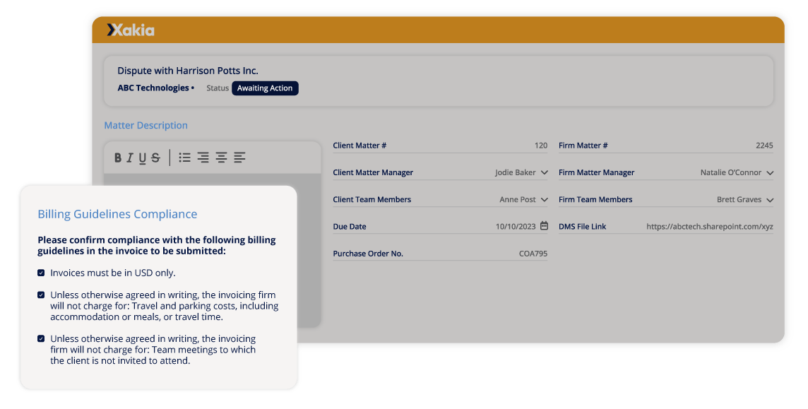 Xakia Connect: External Resource Portal | Matter Management