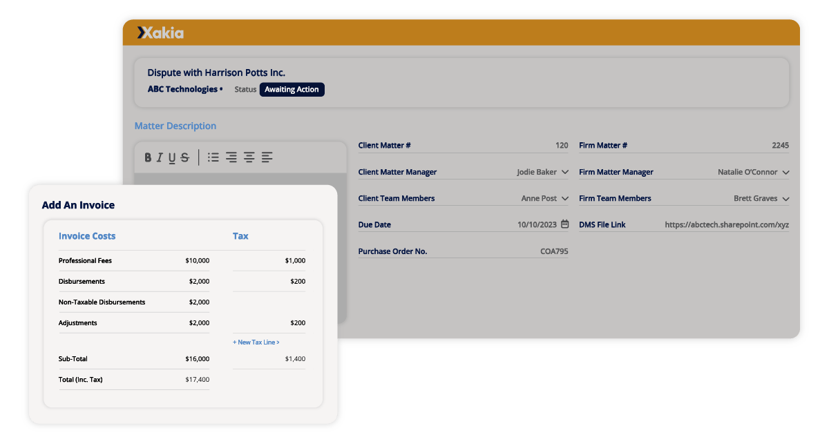 Xakia Connect: External Resource Portal | Matter Management