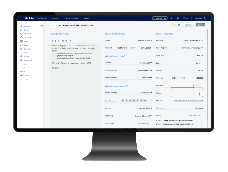 Xakia Logs & Libraries | Legal Matter Management Tools