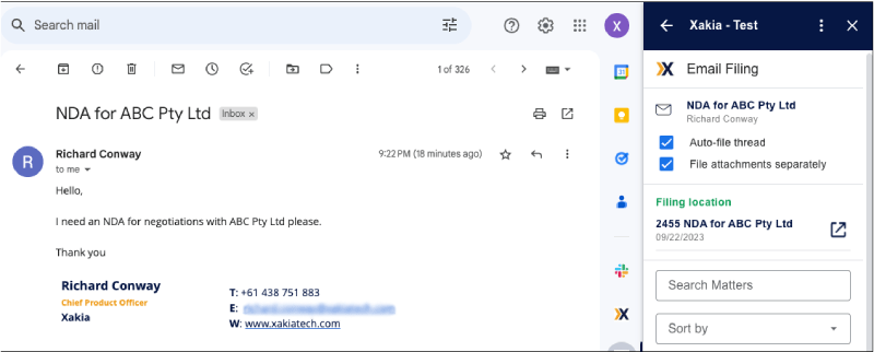 Legal Matter Management Software Email Integrations | Xakia
